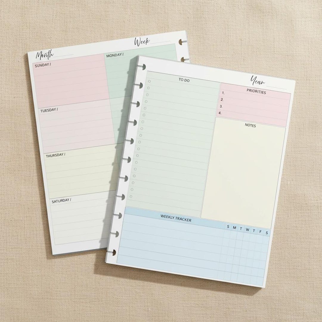 11-disc Undated Weekly Planner Inserts: 8.5 X 11 Refills - Etsy