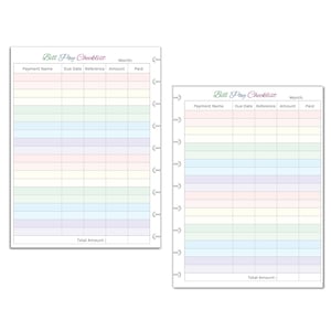 Colorful Monthly Budget Forms Bill Pay Checklist for Medium Size 9 Disc ...