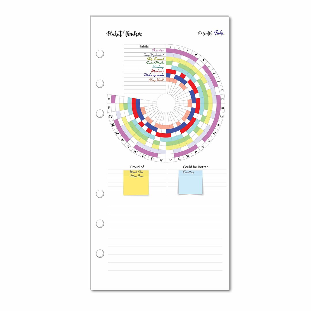 Habit Tracker Inserts for Personal Size Planners (3.75" X 6.75'') for ...