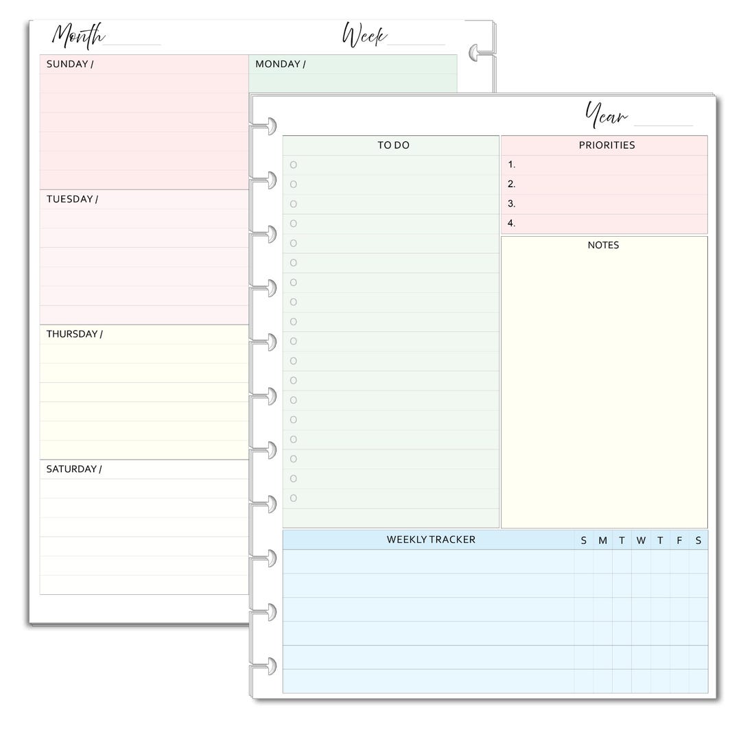 11-disc Undated Weekly Planner Inserts: 8.5 X 11 Refills - Etsy