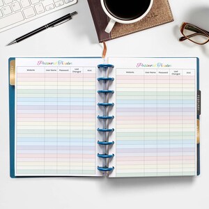 Color Password Tracker for 9-disc Planners, Password Log, Pre-punched ...