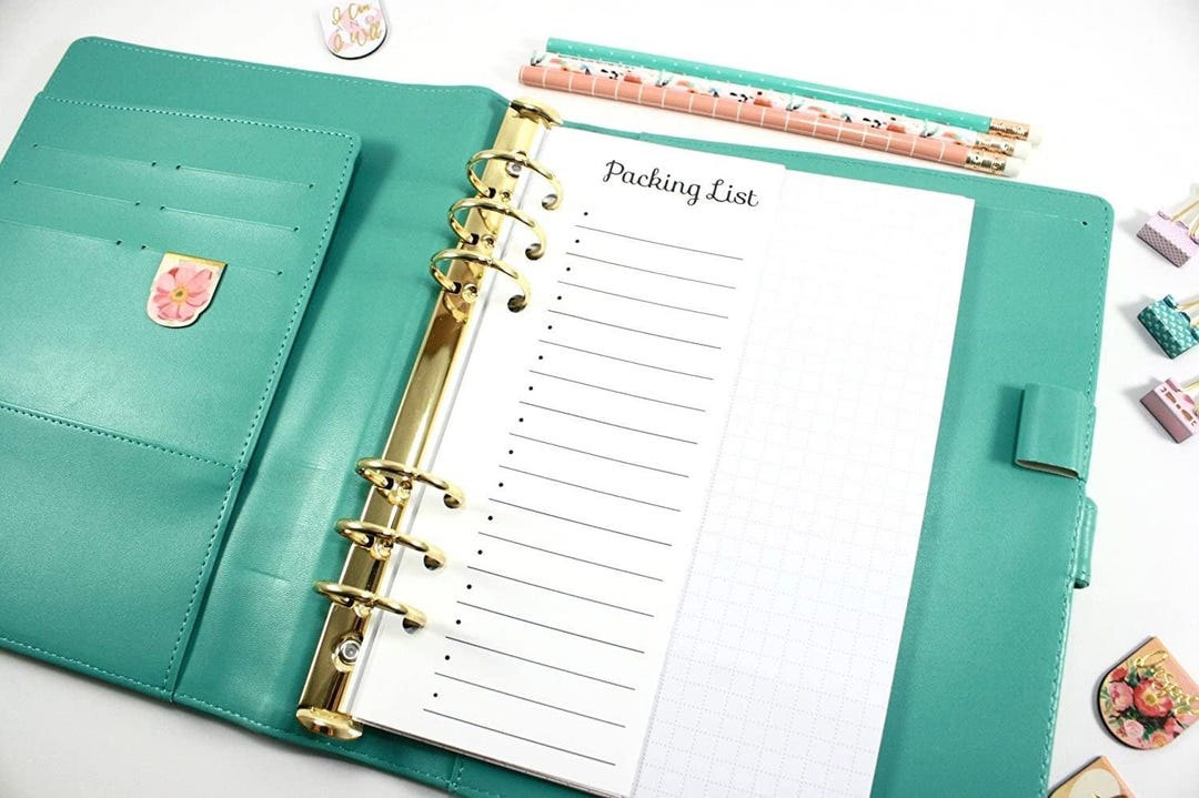 A5 Half Page Packing List, Filofax A5 Packing List Inserts, Carpe Diem ...