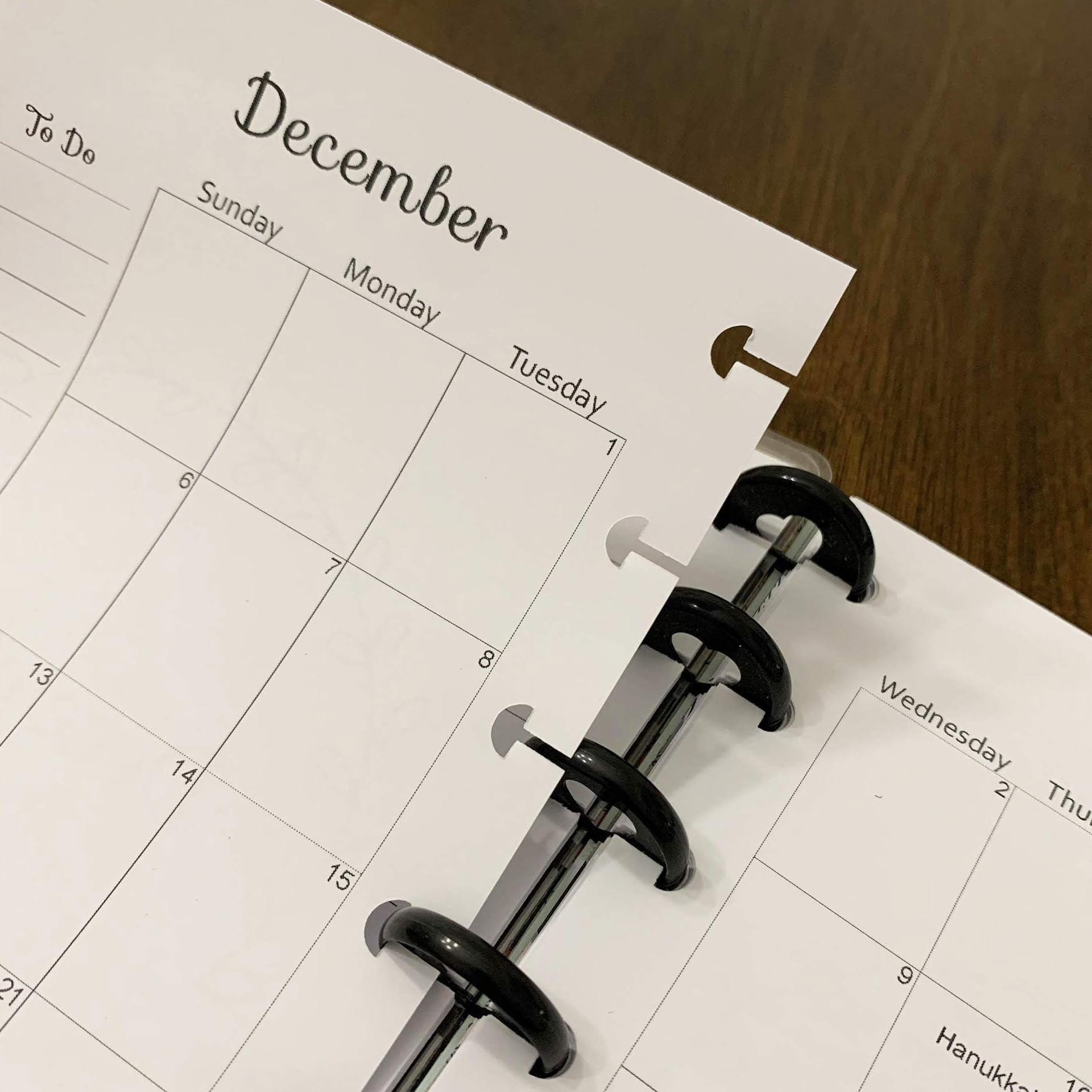 2025 Monthly Calendar Refills for 11-disc Letter Size Planners. Fits ...