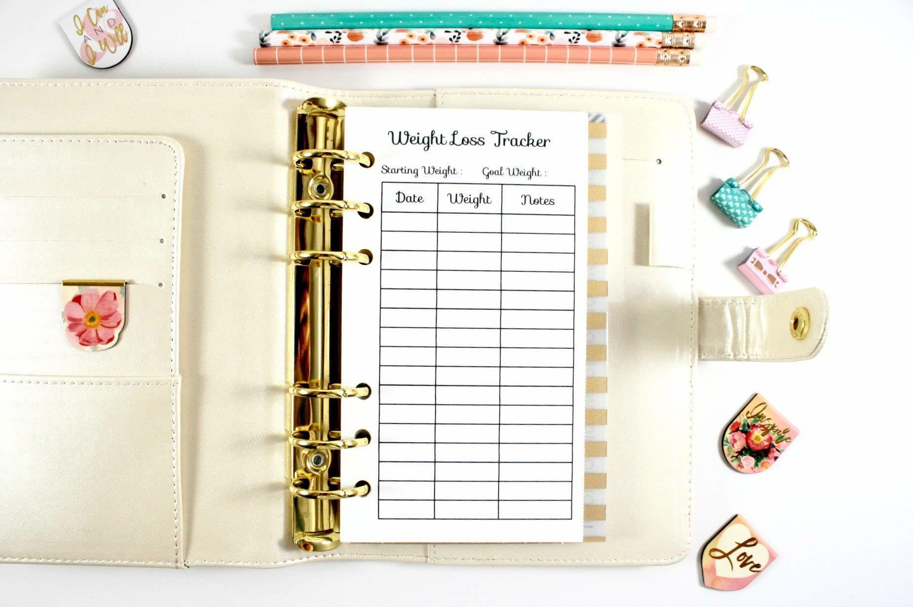 Personal Size Weight Loss Tracker Insert Fits With Kate Spade Personal ...