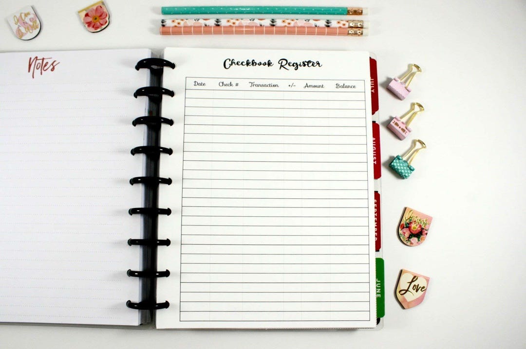 Checkbook Register Inserts – 9 Disc Classic Planner, Pre-punched Budget ...