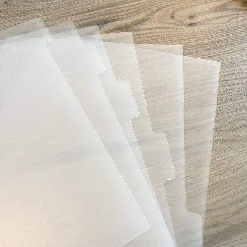 6 Clear Blank Binder Dividers for Discbound Planners Semi-transparent ...
