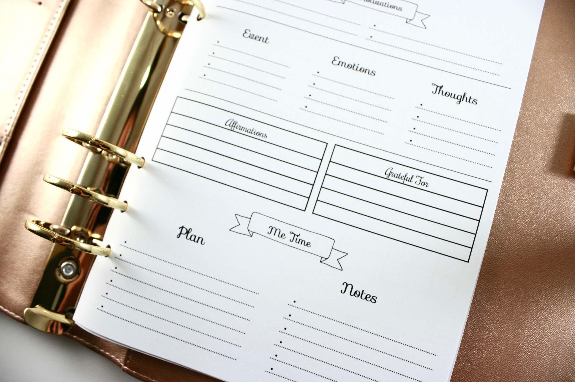 A5 Size Planner Self Care Planner Inserts, A5 Size Wellness Planner ...