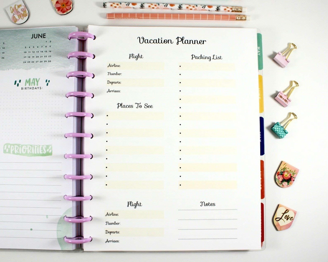 Planner Travel Planner Inserts for 11-disc Big Happy Planner, Big Happy ...
