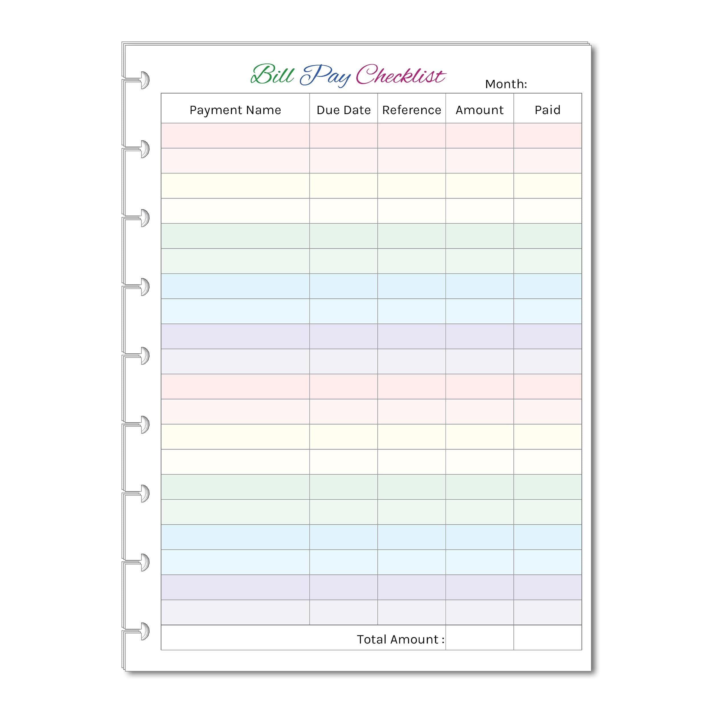 Colorful Monthly Budget Forms Bill Pay Checklist for Medium Size 9 Disc ...