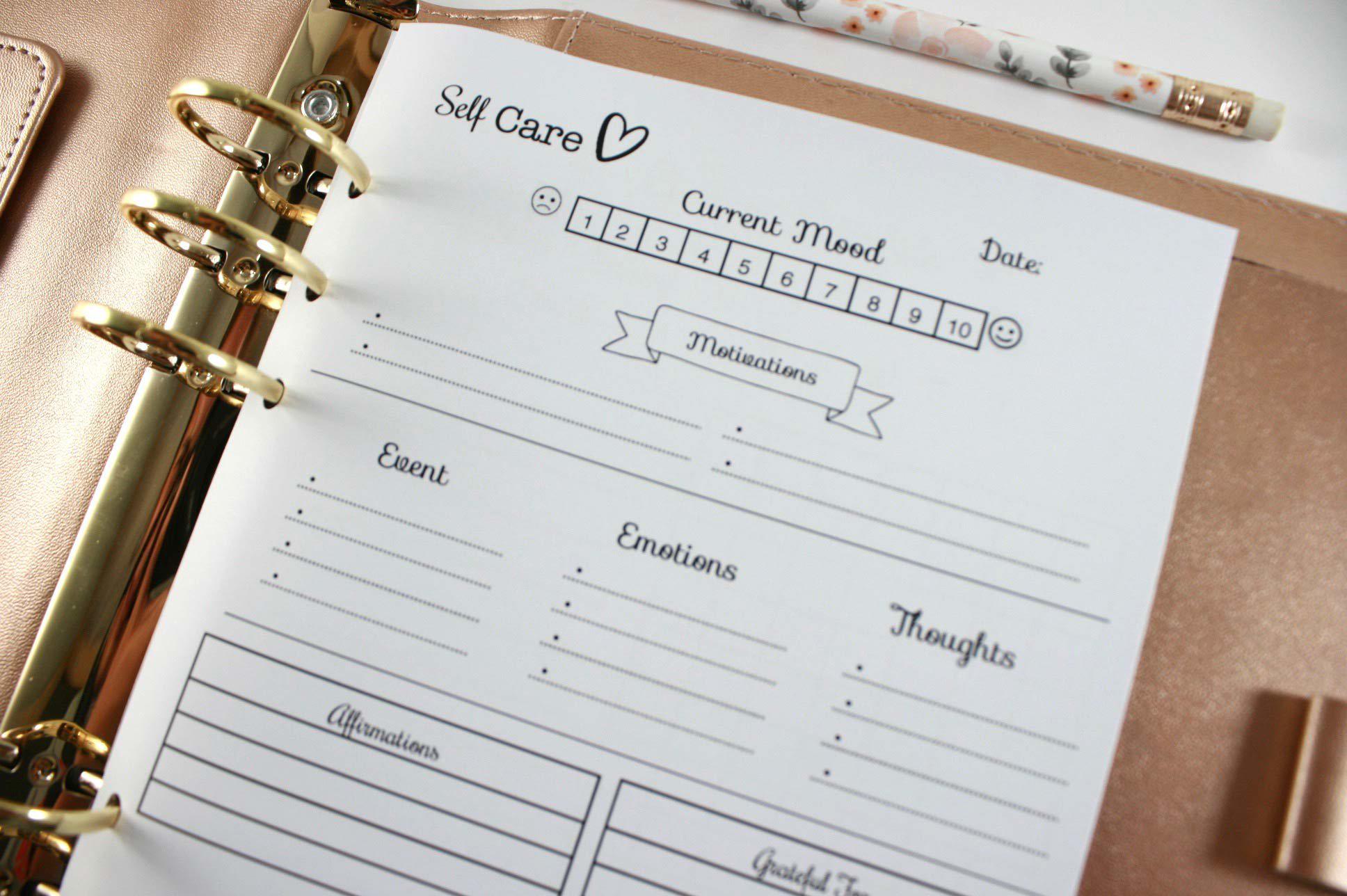 A5 Size Planner Self Care Planner Inserts, A5 Size Wellness Planner ...