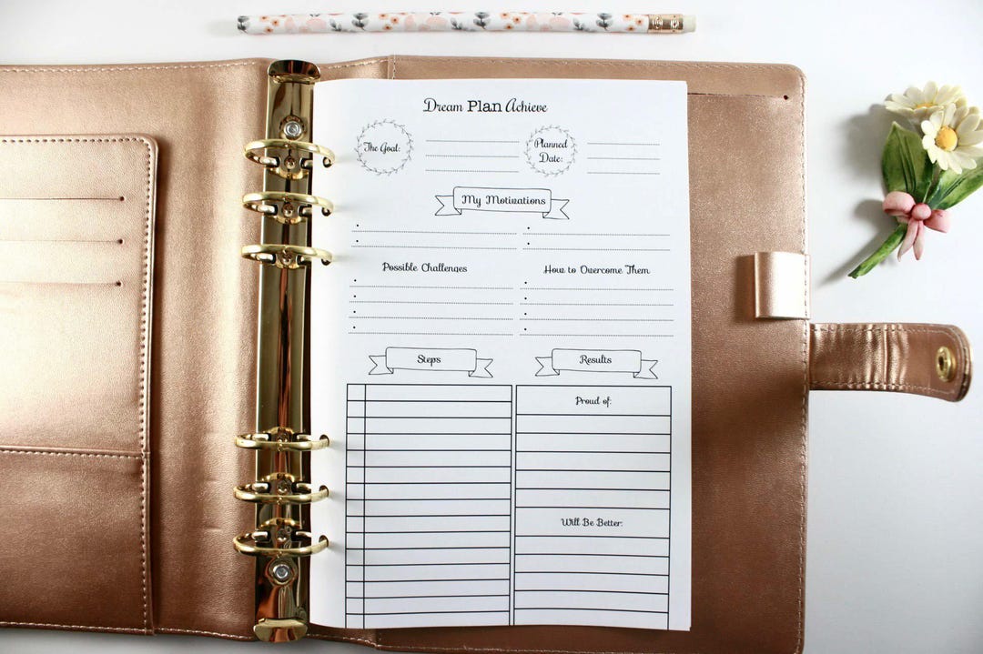 A5 Size Planner Goal Planner Inserts, A5 Size Goal Planner Fits With ...