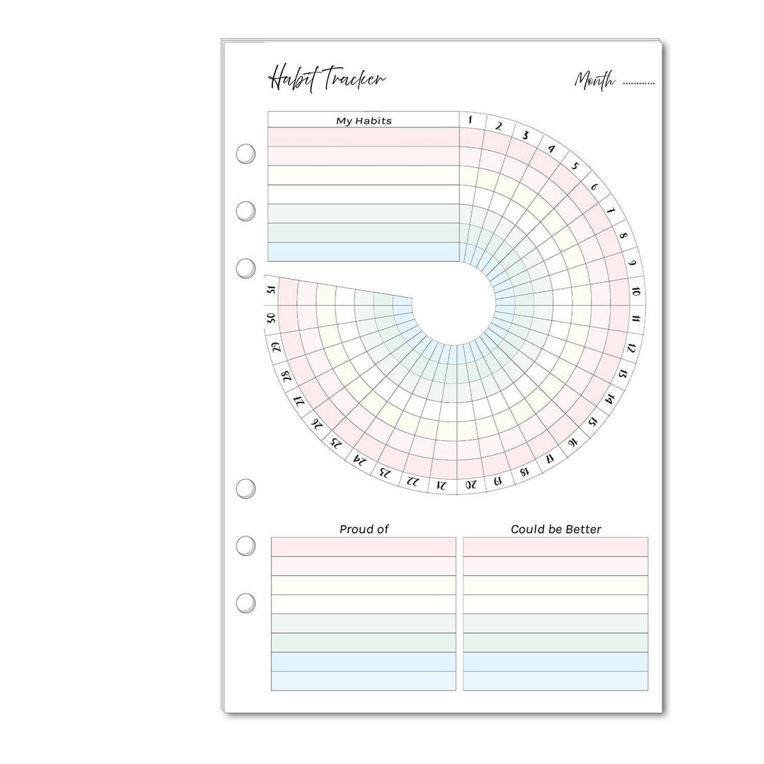Color Habit Tracker Inserts for A5 Planners Resolution Tracker, Habit ...