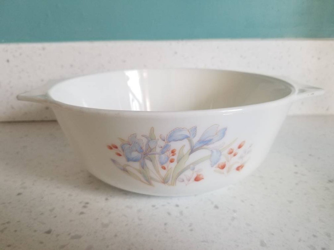 Pyrex England Blue Iris Dish - Etsy