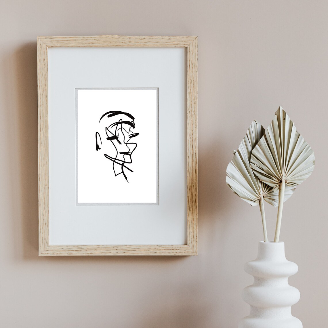 Line Art, Wall Art, Minimalist Portrait, Digital Download, Face Line ...
