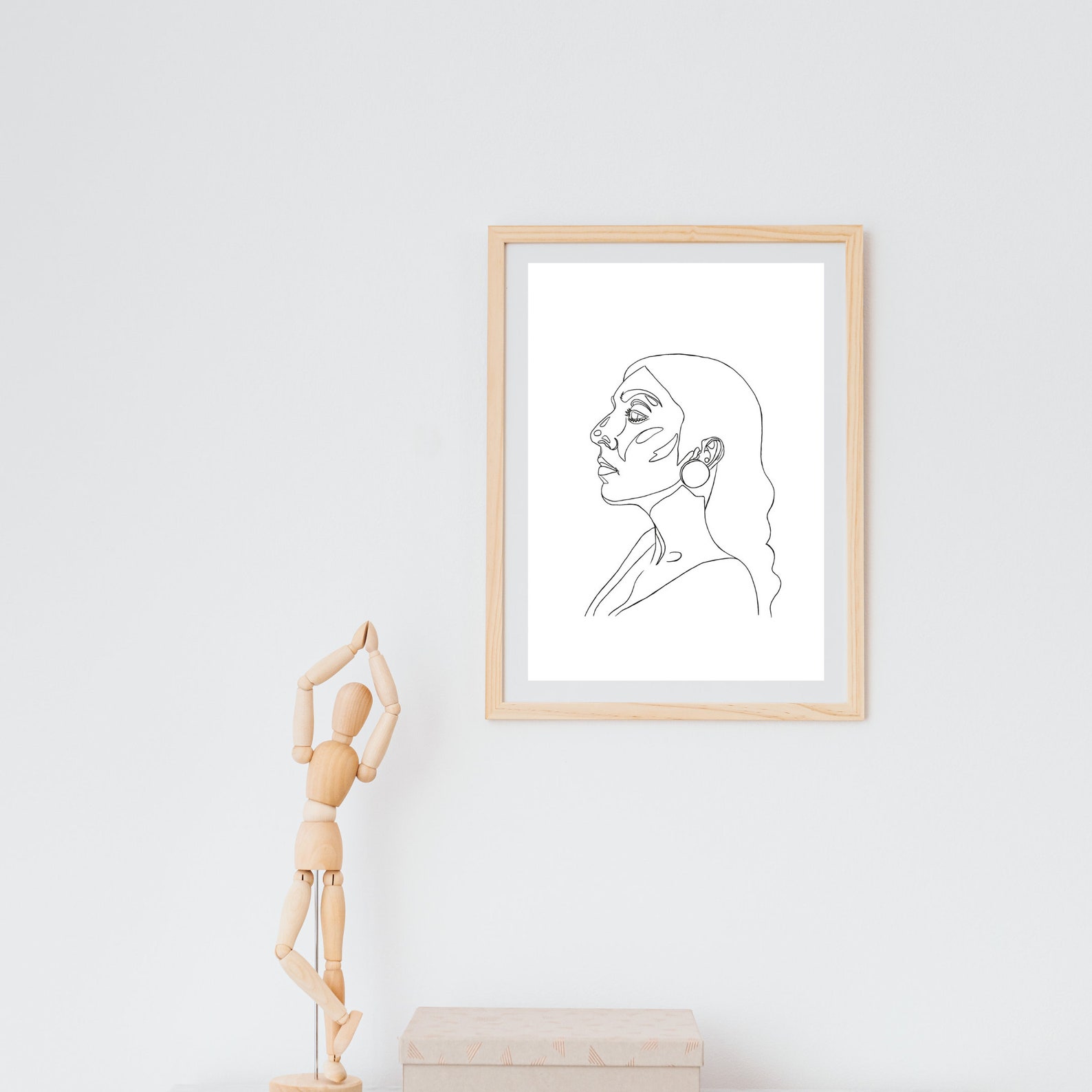 Line Art, Wall Art, Minimalist Portrait, Digital Download, Woman Face ...