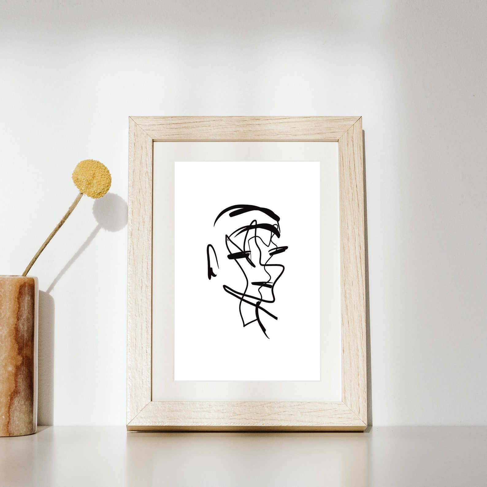 Line Art, Wall Art, Minimalist Portrait, Digital Download, Face Line ...