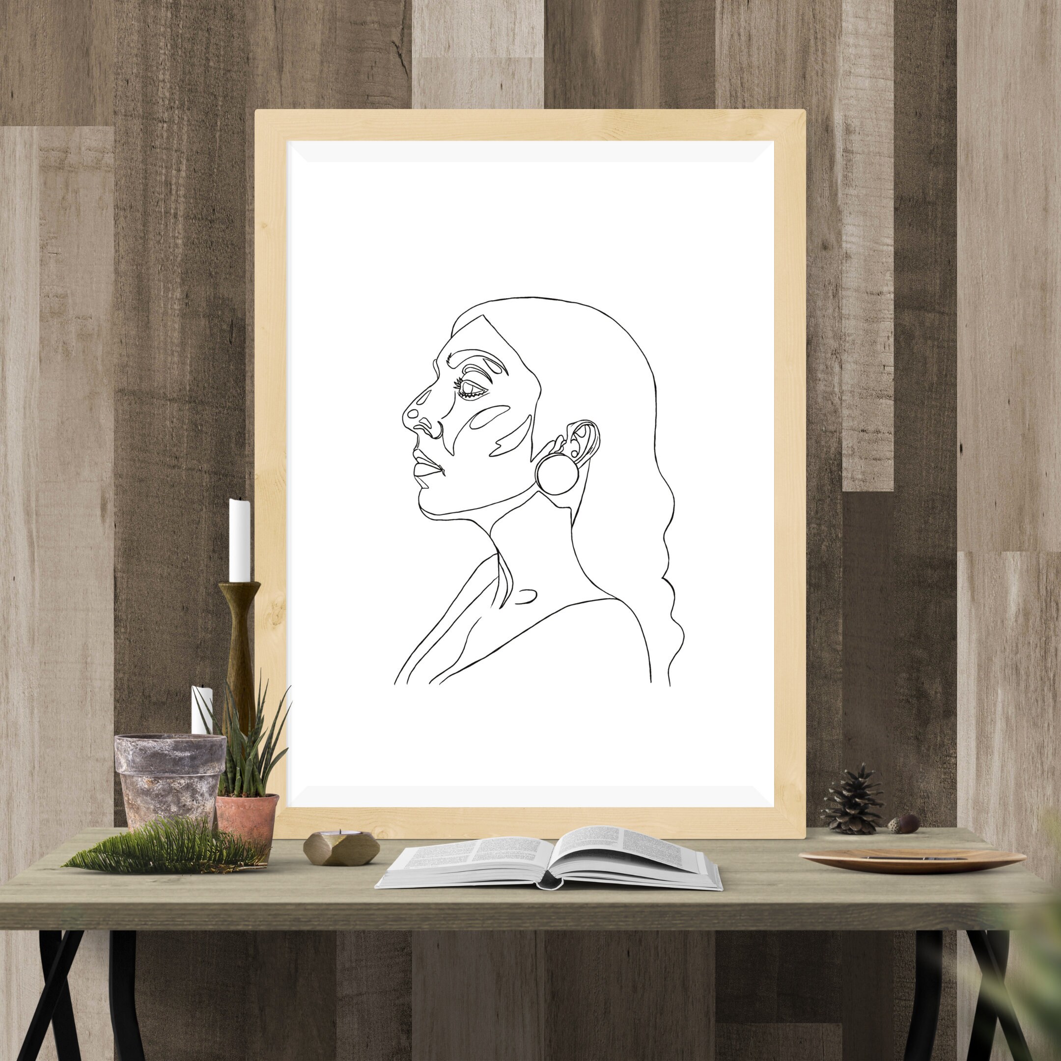 Line Art, Wall Art, Minimalist Portrait, Digital Download, Woman Face ...