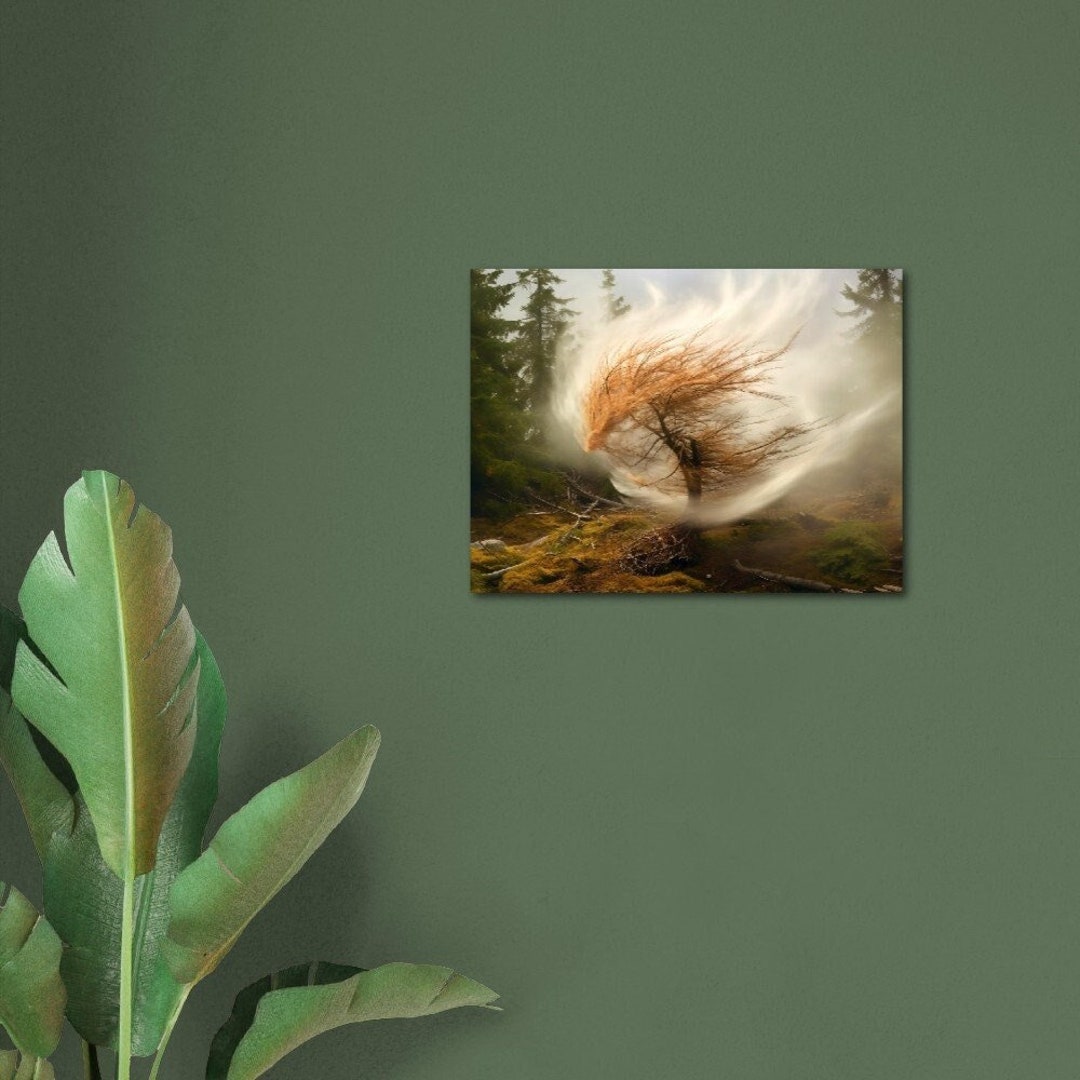 Windy Tree Poster Forest Wall Art Cherry Tree Artwork - Etsy