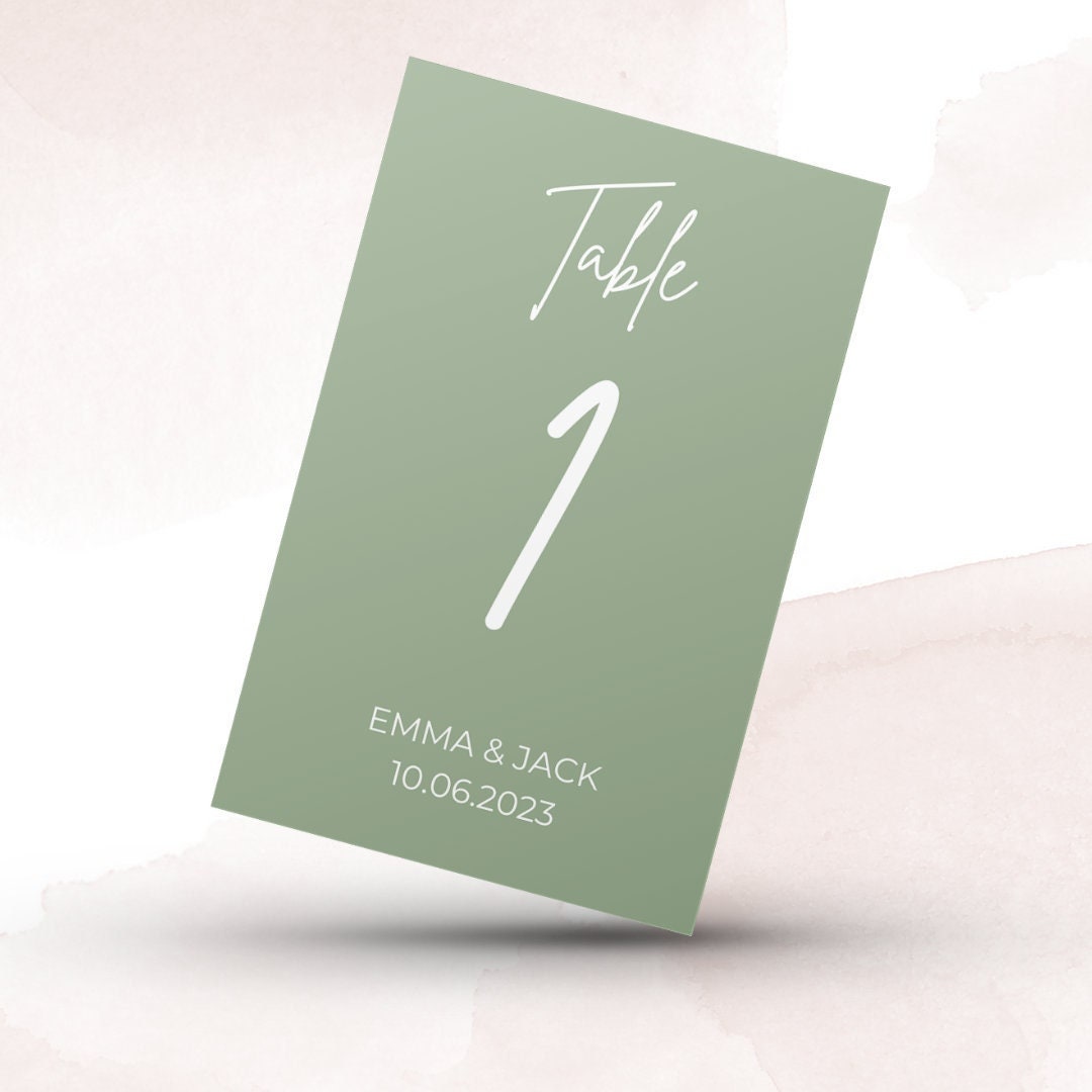 Sage Green Wedding Table Numbers DIY Template - Etsy