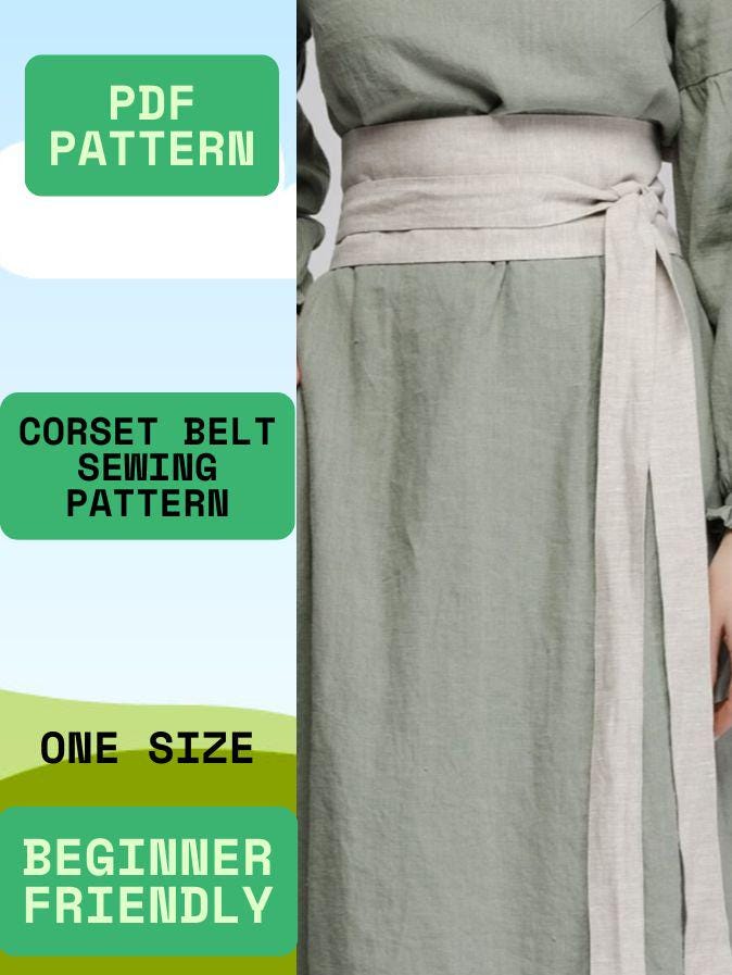Corset Belt Sewing Pattern PDF - Obi Belt Pattern - Wide Waist Belt DIY ...