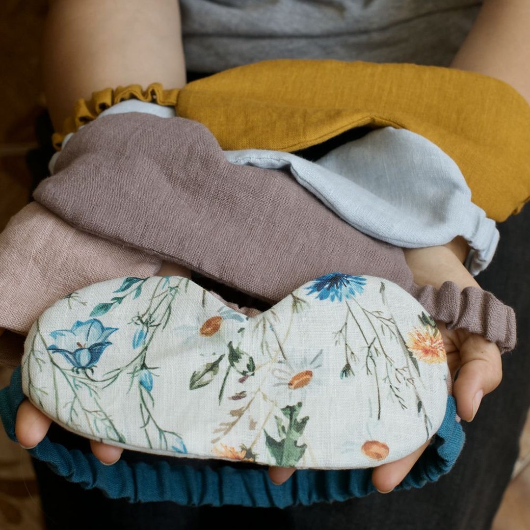 Organic Soft Oversized Linen Sleep Mask With Adjustable Strap for ...
