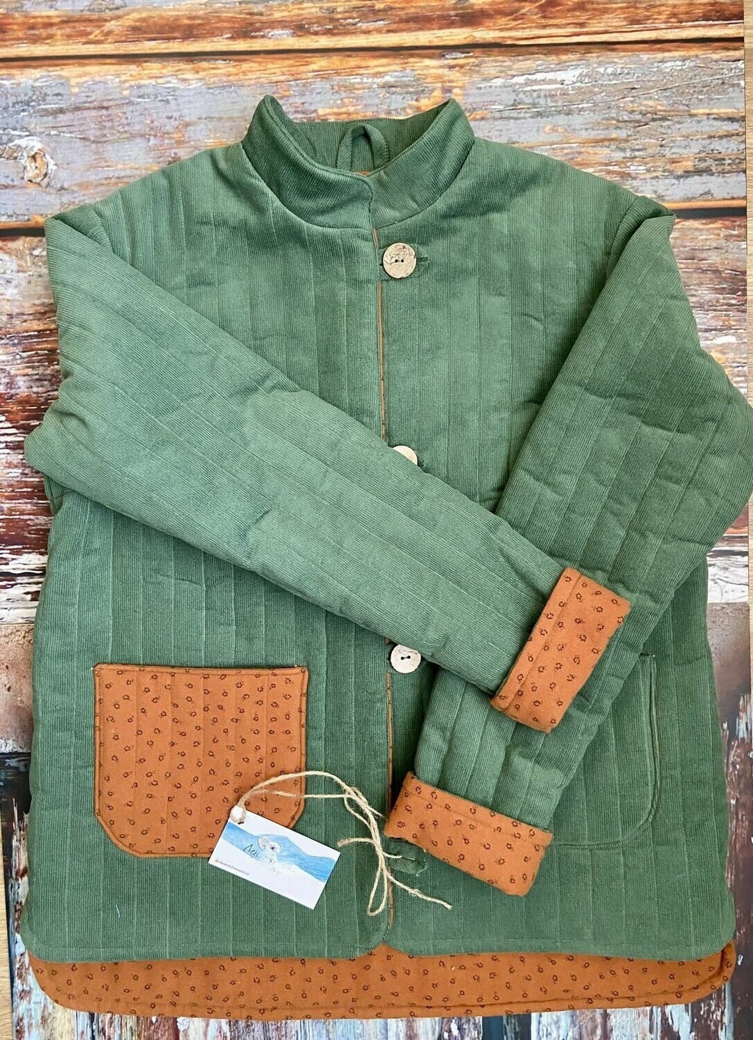 Women's Quilted Linen Jacket With Pockets, Linen Quilted Coat, Buttoned ...