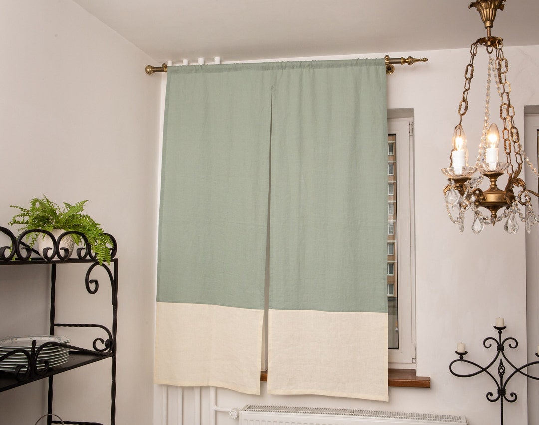 Japanese Linen Noren, Linen Noren Curtain, Double Color Room Divider ...