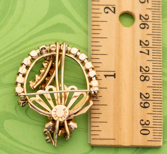 Vintage Victorian Floral Rhinestone Crest Brooch by S… - Gem