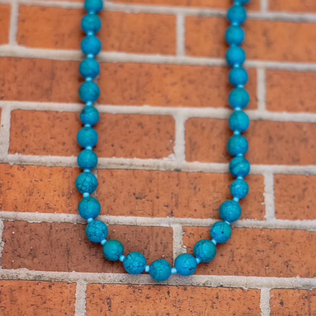 22 Inch, Vintage Blue Stone Beads Intricate Beaded Necklace - W31 - Etsy