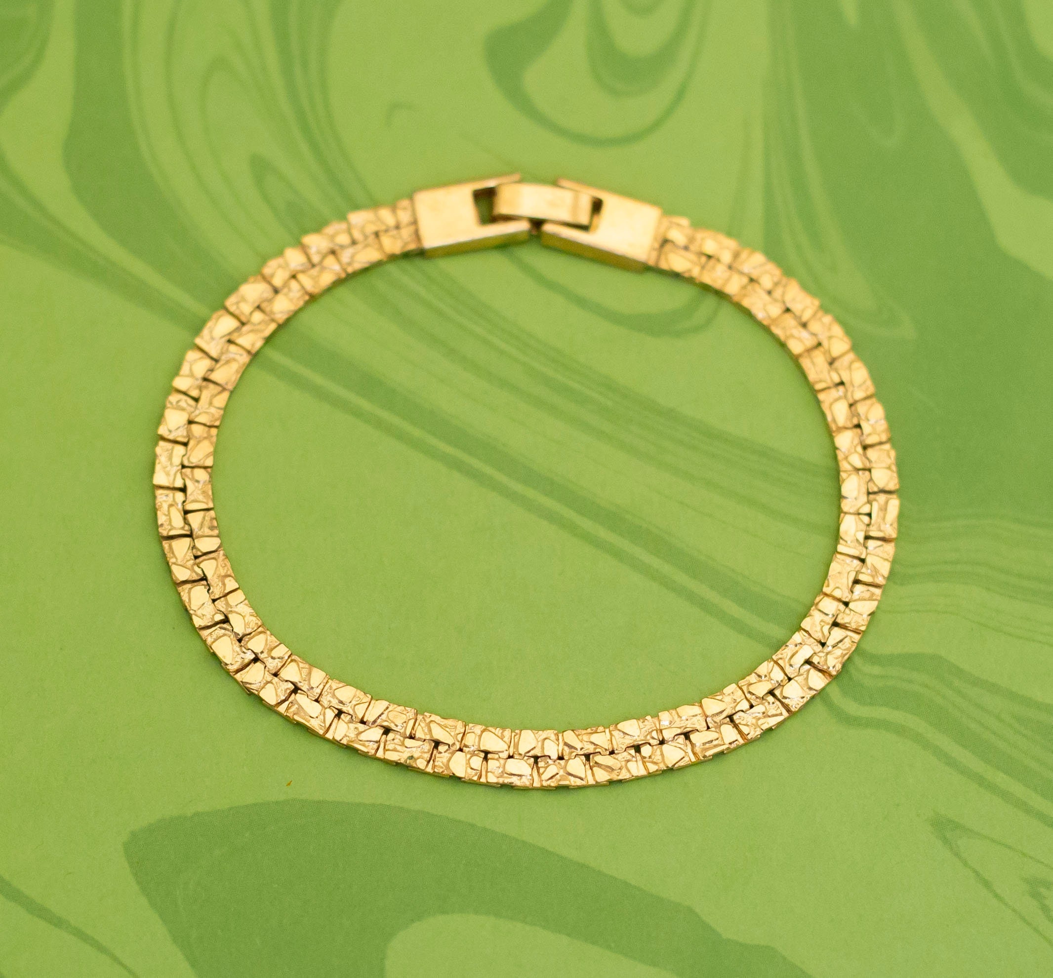 Vintage Brick Chains Gold Tone Chain Bracelet 7 1/2 Inches W10 - Etsy