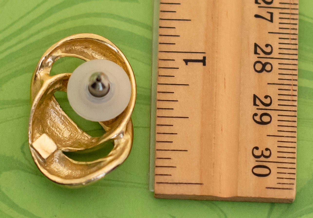 Vintage Wavy Clouds Gold Tone Stud Earrings - W6 - Etsy