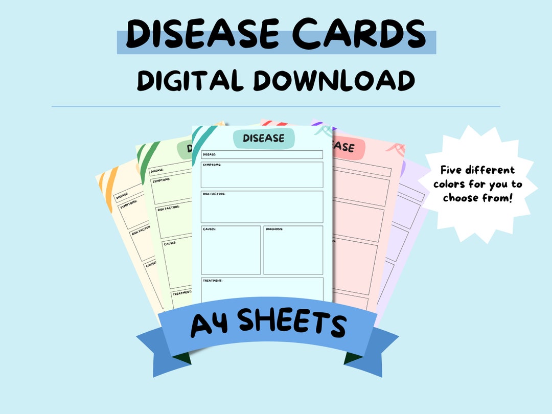Disease Flashcards Digital Download - Biology, Medicine, Physiology ...