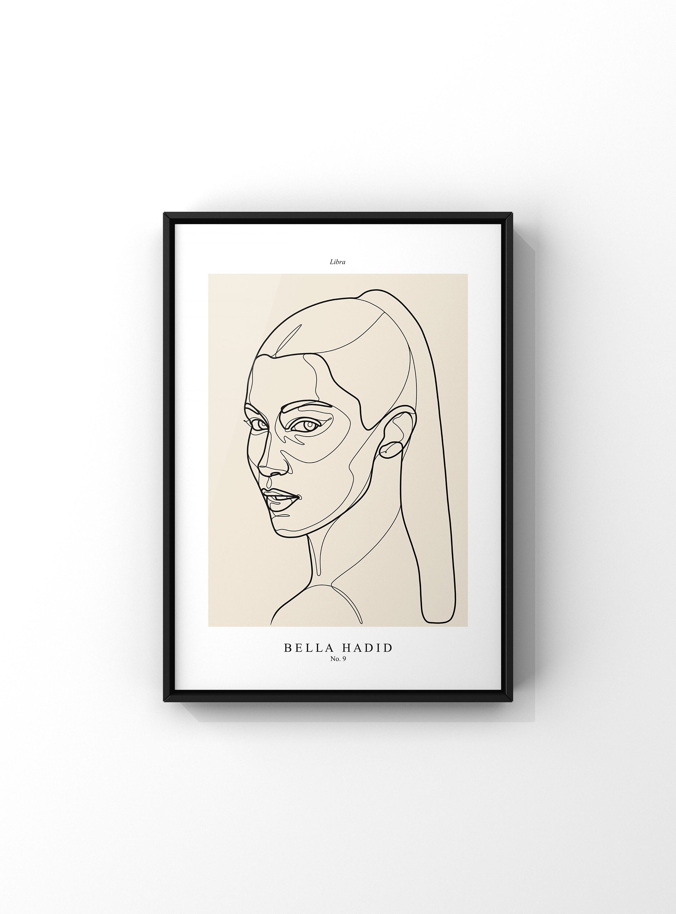 Poster: Bella Hadid (one-line | Line-art | Abstraktes Portrait | Kunst ...