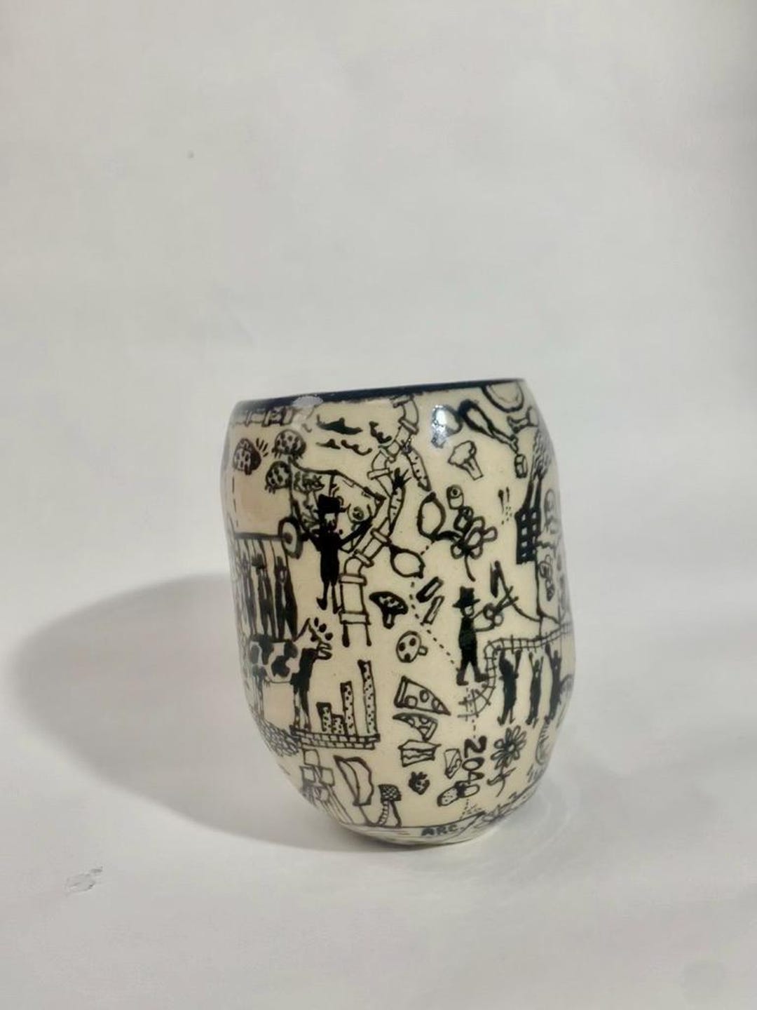 In '2022'. Hand-painted Illustrated Pottery Vase - Etsy