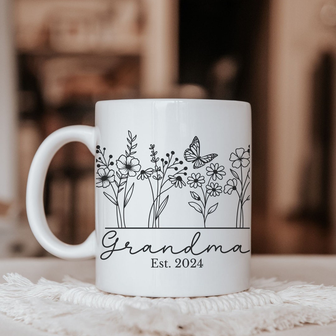 Grandma Est 2024 Coffee Mug, Custom Grandma Gifts, Personalized Mugs ...