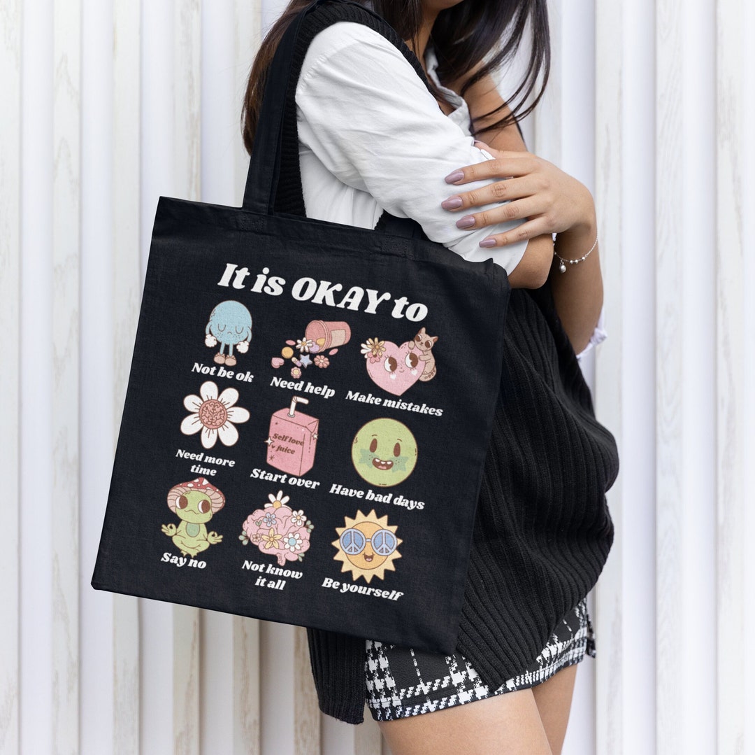 Mental Health Canvas Tote Bag, Self Care Bag Aesthetic, Frog Tote Bag ...