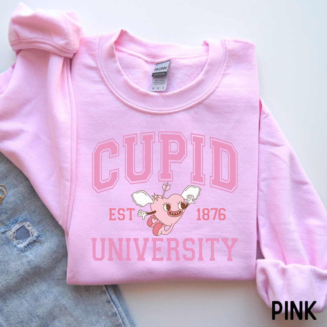 Cupid University, Valentine's Day Sweatshirt, Preppy Valentine's Day Sweater, Pink Valentine's ...