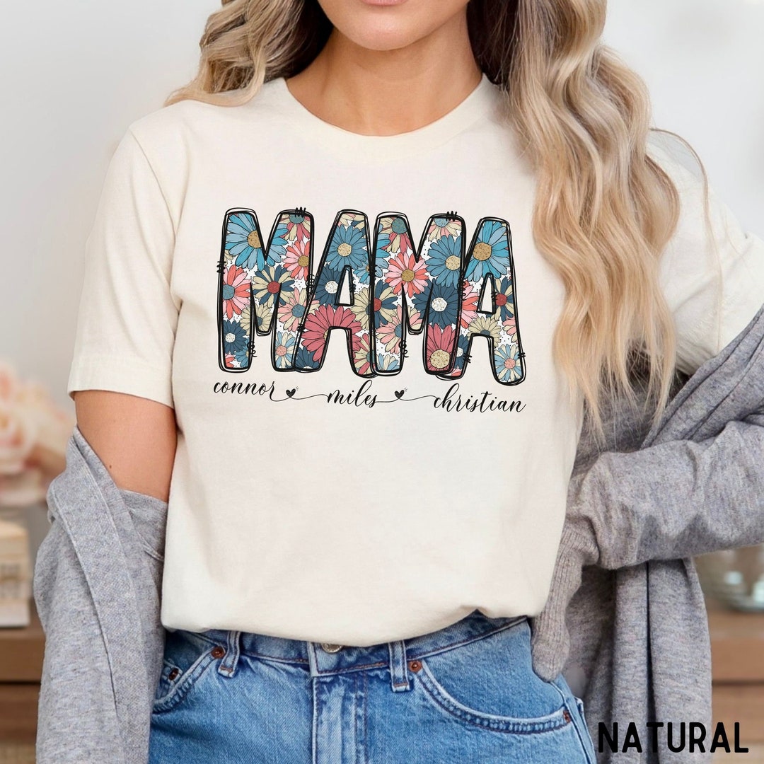 Custom Mama Shirt With Kids Names, Personalized Mother's Day Gift ...