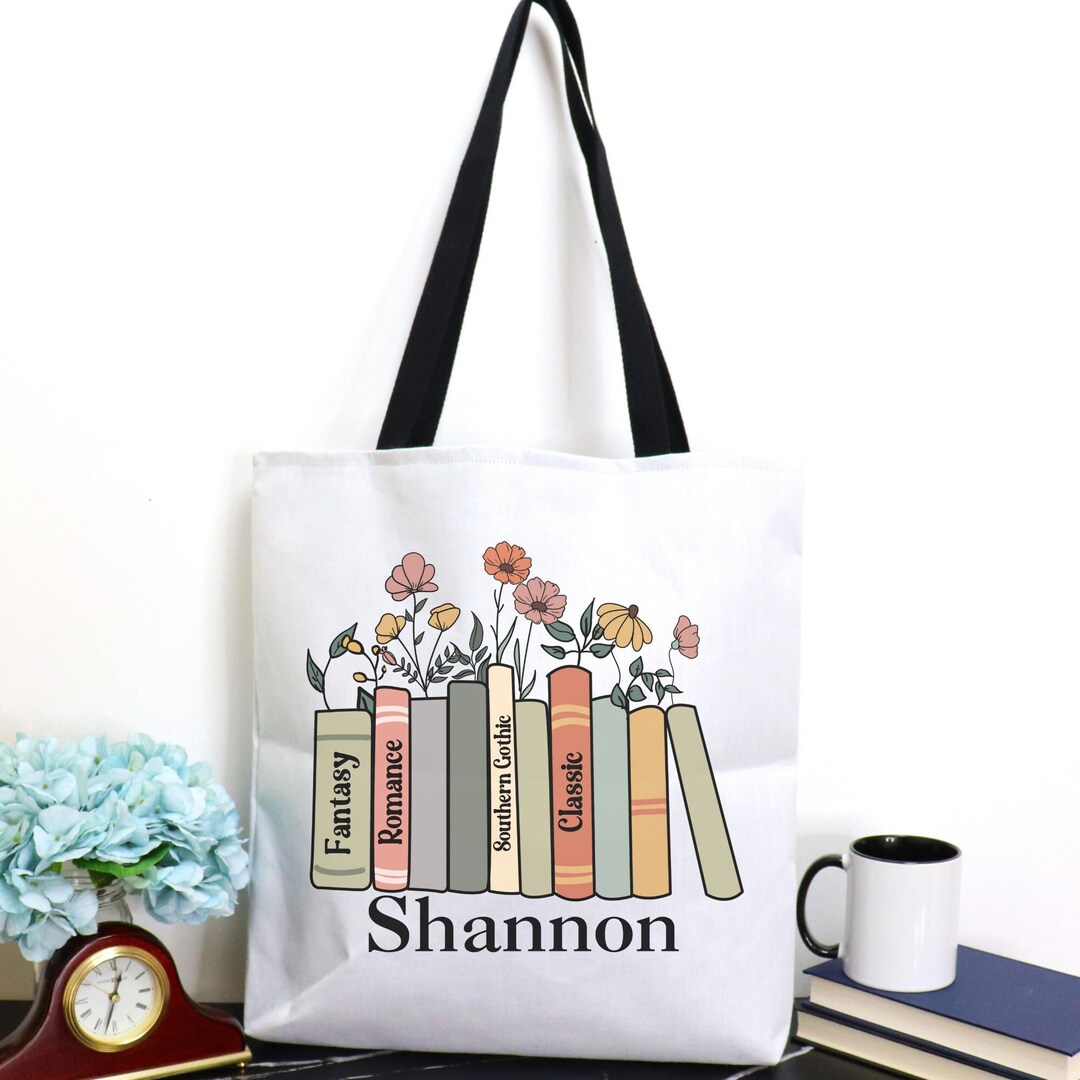 Personalized Bookish Tote Bag, Custom Book Lover Gift, Library Bag ...