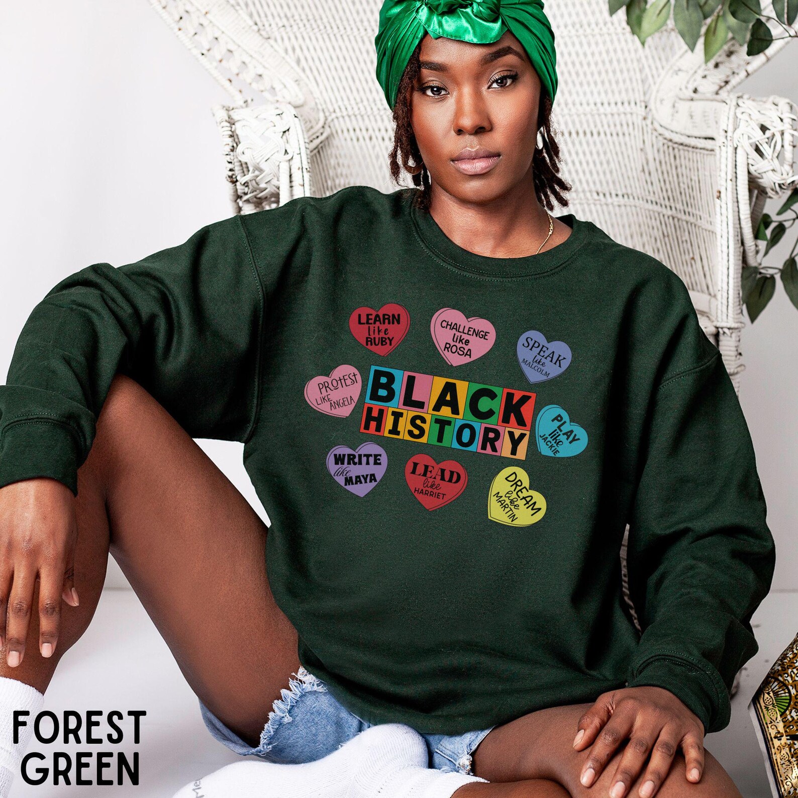 Black History Month Heart Sweatshirt, Black Icons Sweater, BHM Crewneck ...