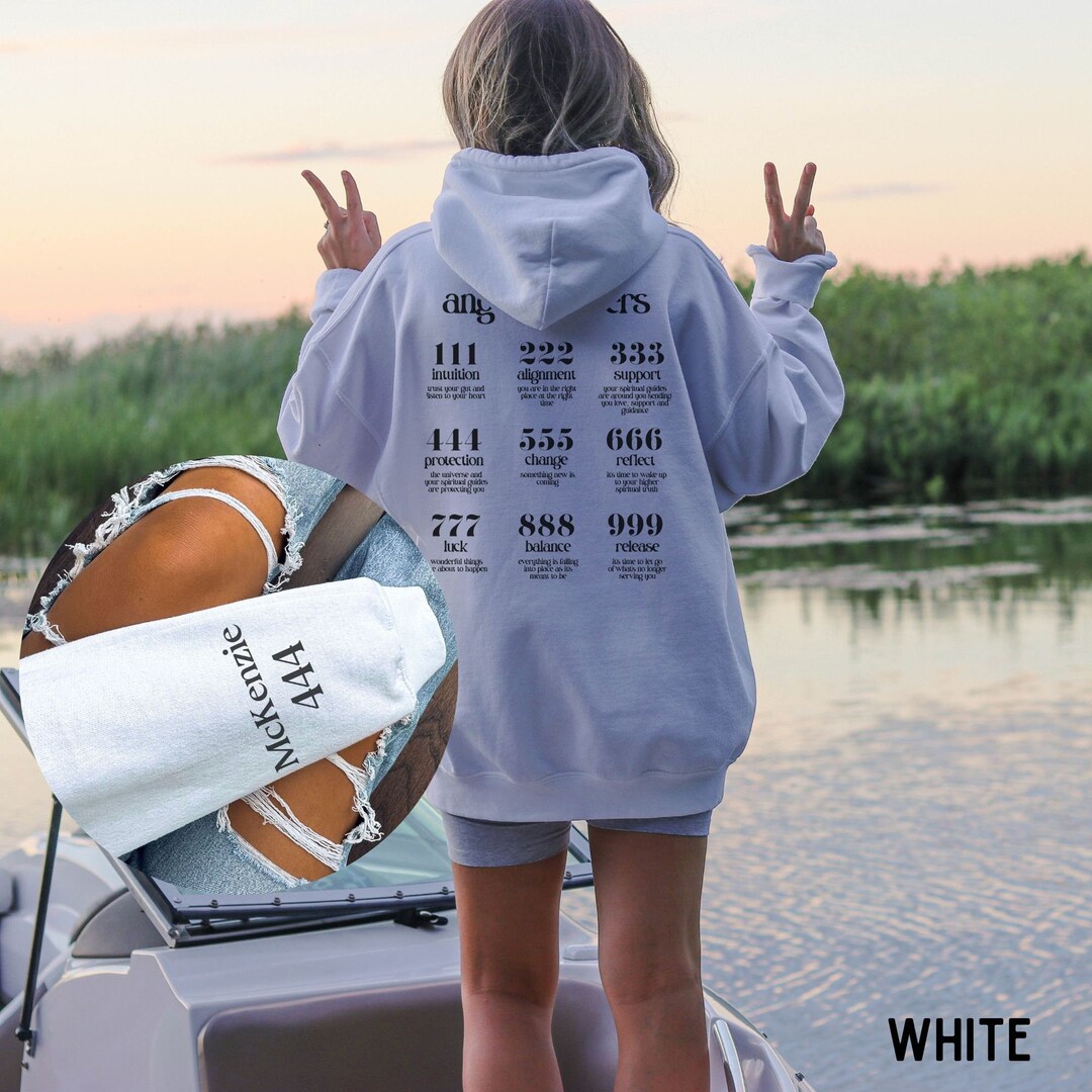 Personalized Angel Number Hoodie, Custom Text Hoodie, Manifestation ...