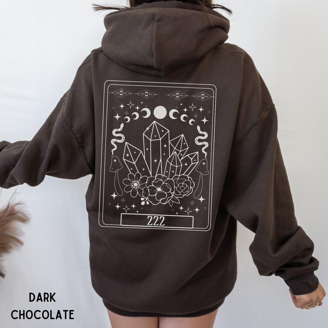222 Angel Number Tarot Card Hoodie, Manifestation Sweatshirt, Celestial ...