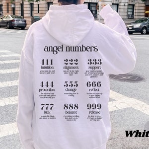 Angel Numbers Hoodie, Spiritual Back Design Hoodie, Mystical Hoodie ...