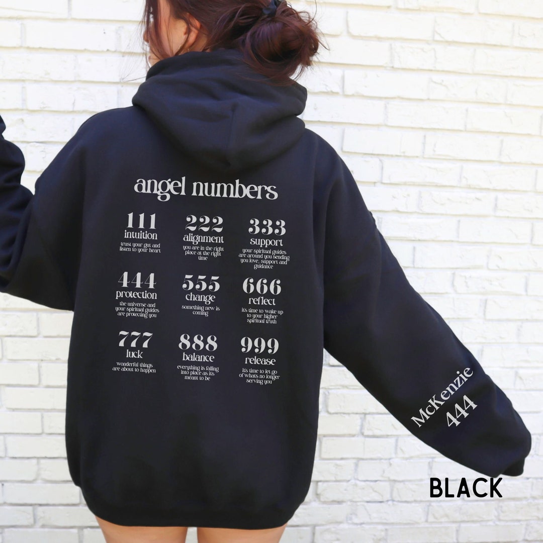 Personalized Angel Number Hoodie, Custom Text Hoodie, Manifestation ...