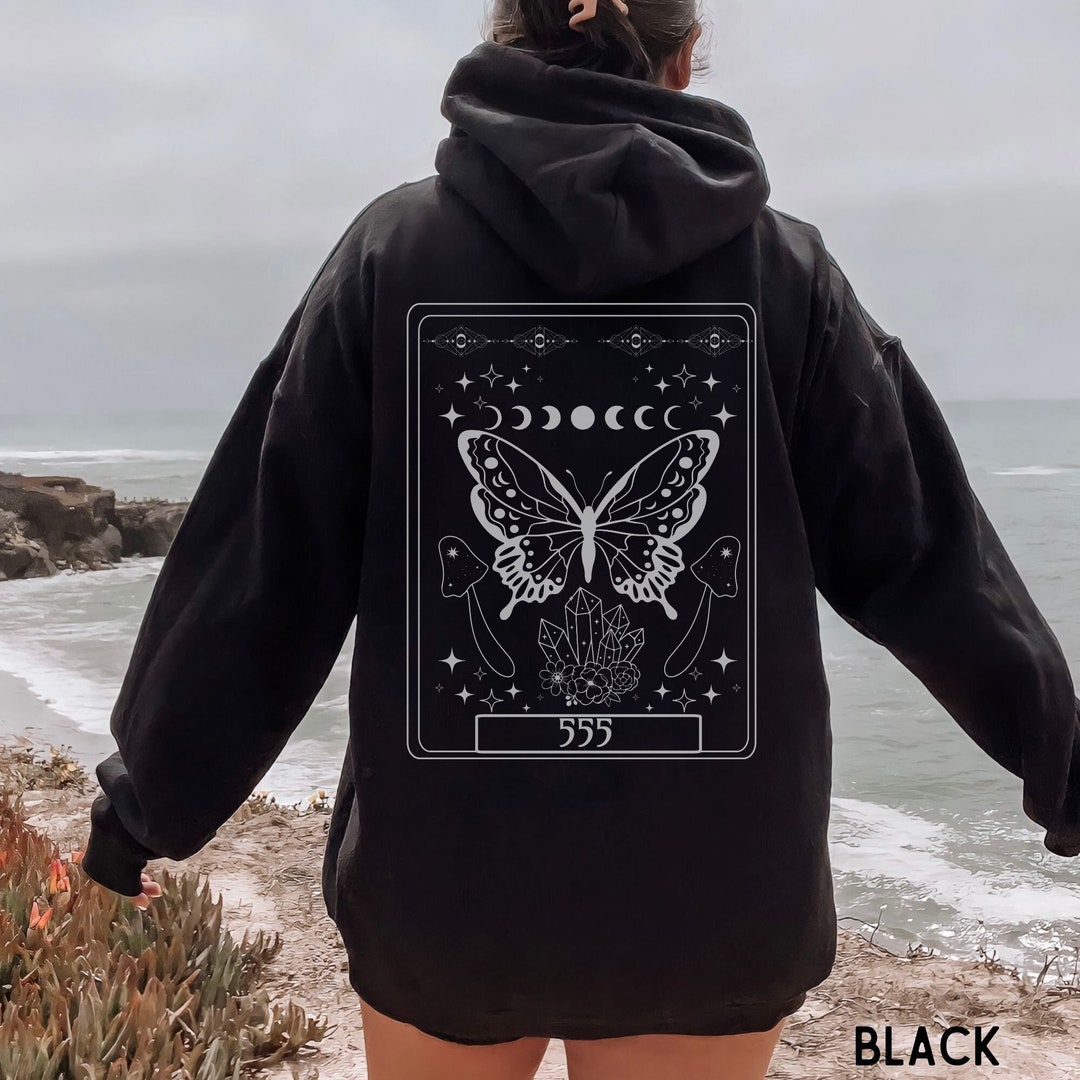 555 Angel Number Tarot Card Hoodie, Manifestation Sweatshirt, Celestial ...