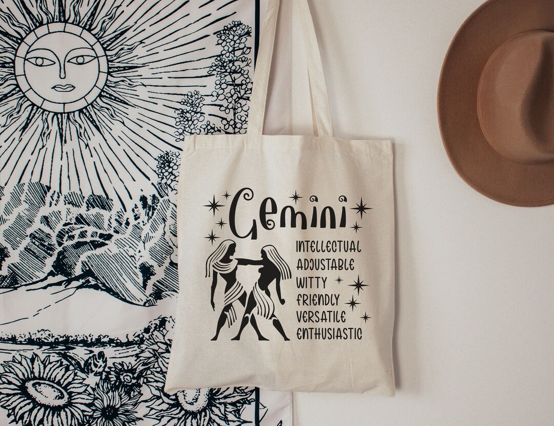 Gemini Zodiac Tote Bag Celestial Astrology Tote Bag Gemini - Etsy
