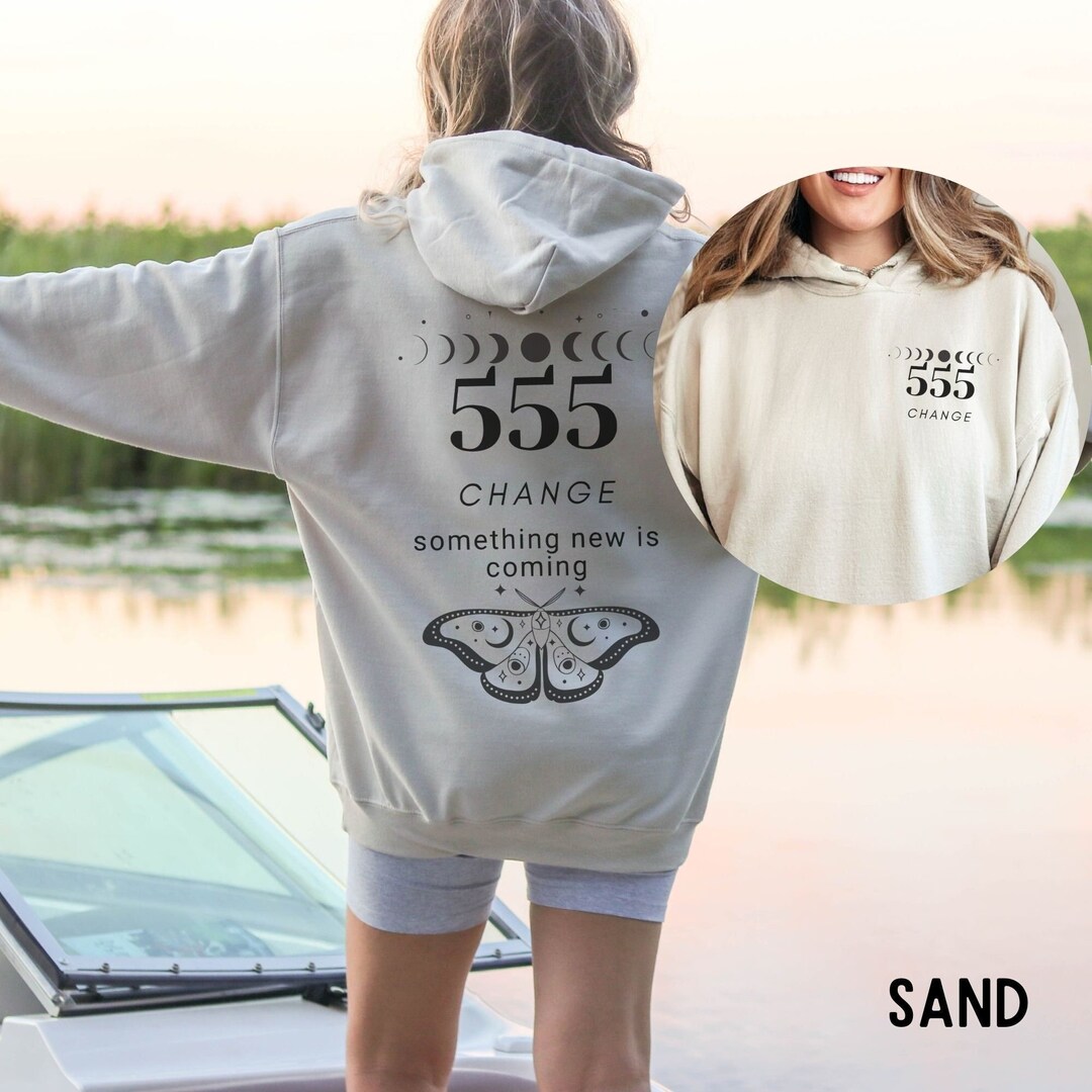 Angel Number Hoodie, 555 Hoodie, Butterfly Moth Hoodie, Moon Phases ...