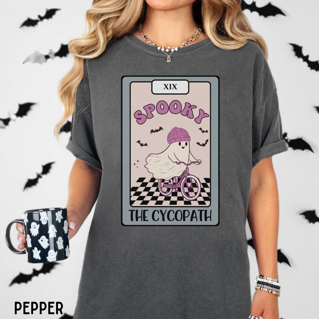 Retro Cycopath Ghost Halloween Tarot Card T-shirt, Funny Halloween ...