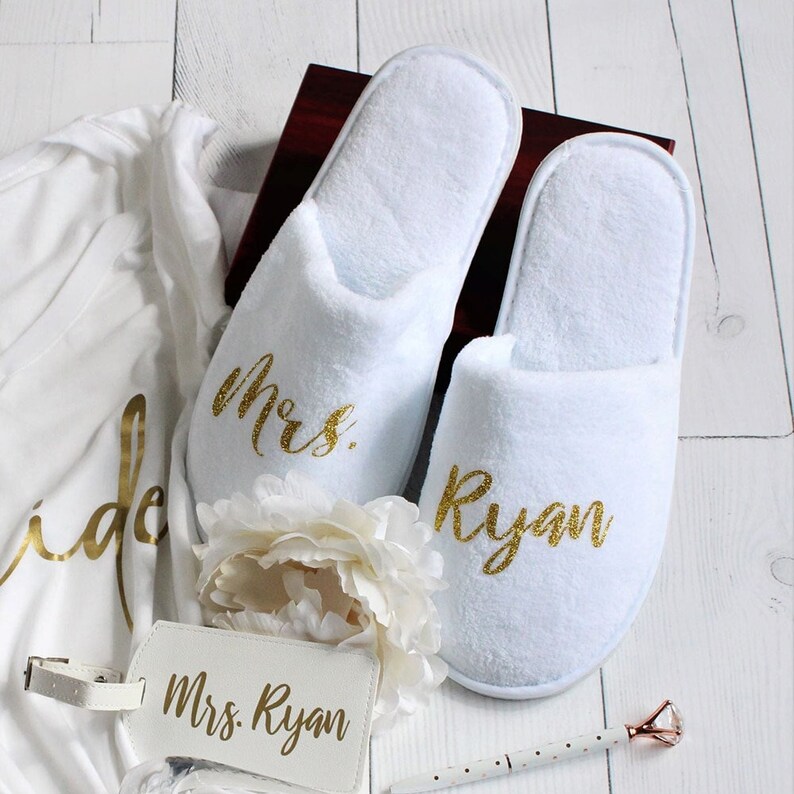 Personalized Closed Toe Slippers | Wedding Night | Bridal Shower | Spa ...
