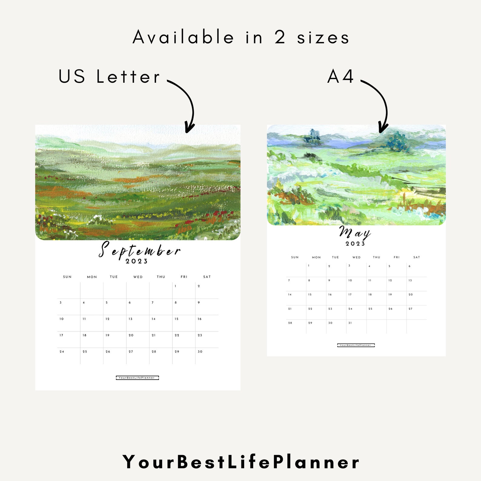 2023 Lanscape Calendar Printable Calendar PDF - Etsy